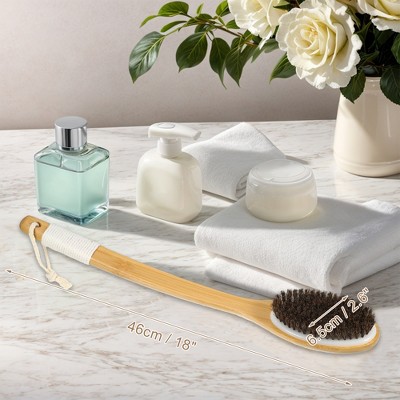 Unique Bargains Horsehair Dry Brushing Body Brush Black 18inch 1 Pc ...