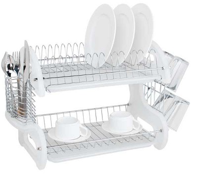 Home Basics S Shape 2 Tier Dish Drainer, Grey : Target
