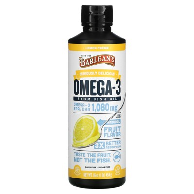 Barlean's Omega-3, Fish Oil, Lemon Creme, 16 Oz (454 G) : Target