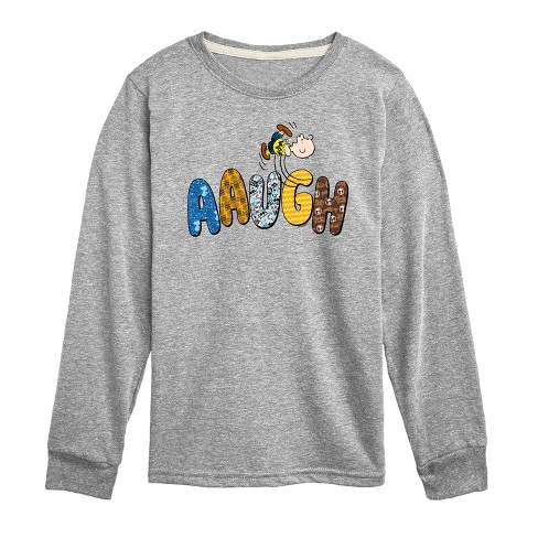 Boys' Peanuts Aaugh Pattern Charlie Brown Long Sleeve Graphic T-shirt ...