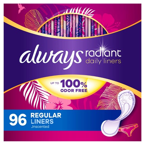 Always Radiant Regular Wrapped Panty Liners - Unscented - 96ct : Target