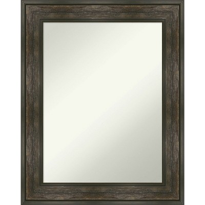 34" X 28" Non-beveled Rail Rustic Char Wall Mirror - Amanti Art ...