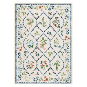 EVERWASH Haven Floral Trellis Washable Area Rug, Ivory, 5'X7' : Target