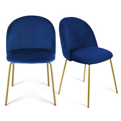 Set Of 4 Nano Blue Velvet Upholstered Side Chair Gold Leg -the Pop ...