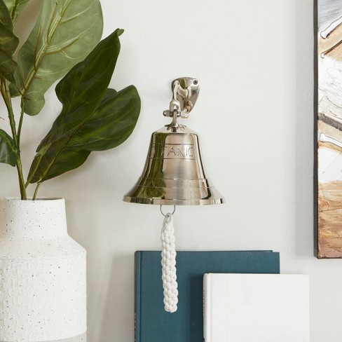Brass Decorative Bell With Rope Detailing Silver - Olivia & May ...