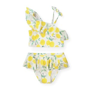 Hope & Henry Girls' Ruffle Two-Piece Swimsuit (Lemon Print, 3) : Target