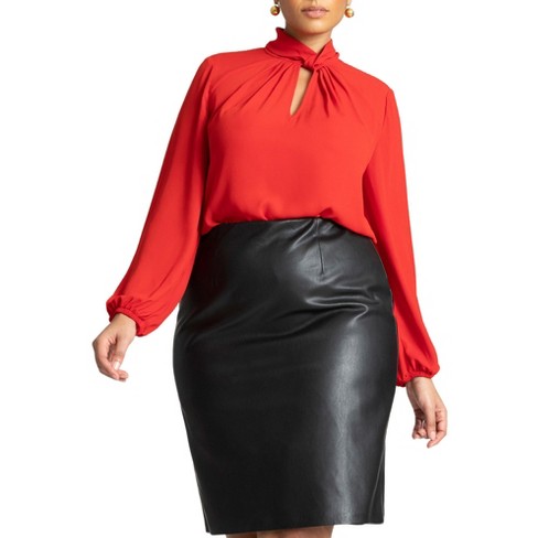 Eloquii Women's Plus Size Keyhole Blouse - 16, Tango Red : Target