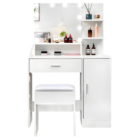 Skonyon Makeup Vanity With Drawers Vanity Desk With Mirror And Lights ...