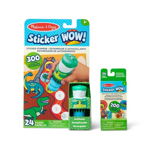 Melissa & Doug Sticker Wow! Dino Bundle (stamper W/ Book + 1 Refill ...