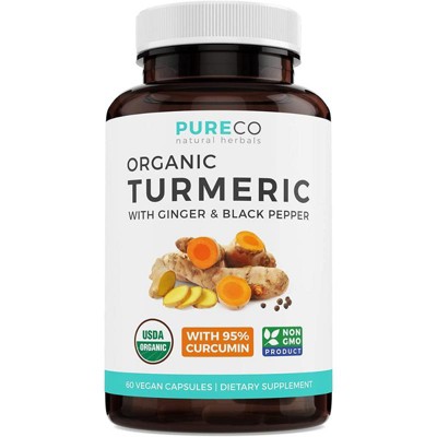 Organic Turmeric With Ginger & Black Pepper Supplement Capsules ...