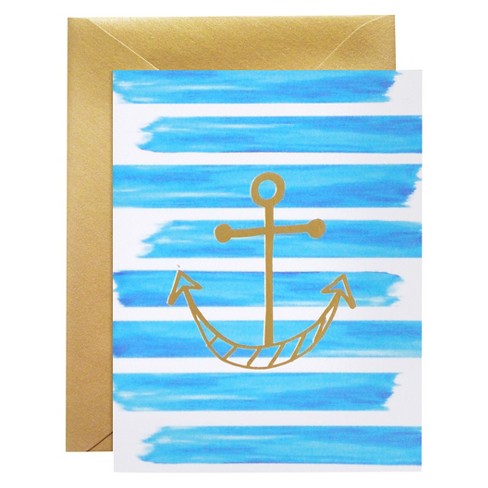8ct Striped Anchor Notecards : Target