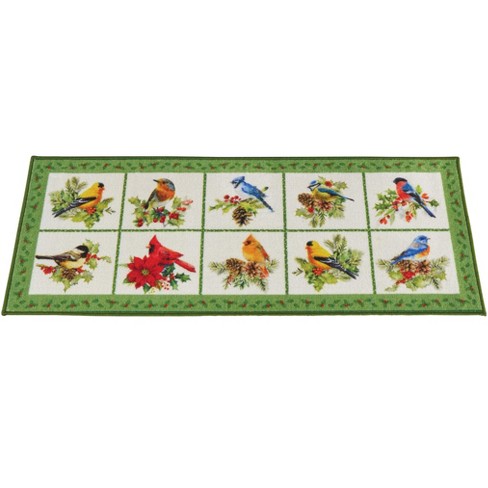 Collections Etc Patchwork Realistic Winter Birds Accent Rug : Target