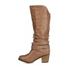 Journee Collection Womens Late Stacked Heel Mid Calf Boots, Taupe 10 ...