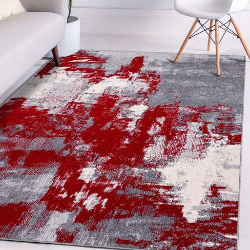 Luxe Weavers Abstract Distressed Area Rug , Red 4x5 : Target