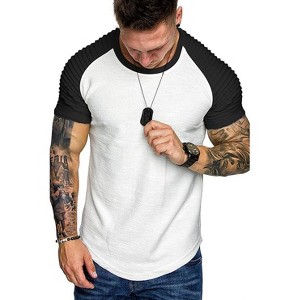 COOFANDY Men's Muscle Pleated Raglan Sleeve Bodybuilding Gym Tee Short ...