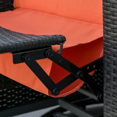 Outsunny Patio Wicker Recliner Chair with Footrest, Outdoor PE Rattan ...