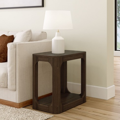 Plank+beam Rectangular Side Table With Shelf, Slim Side Table For ...