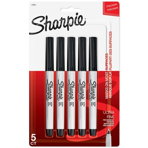 Sharpie 5pk Permanent Markers Ultra Fine Tip Black: Thin Sharpie Pen ...