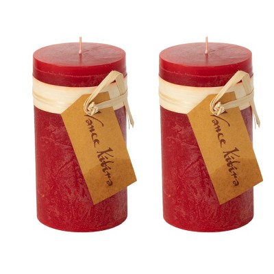 Cranberry Timber Pillar Candles - Set Of 2 : Target