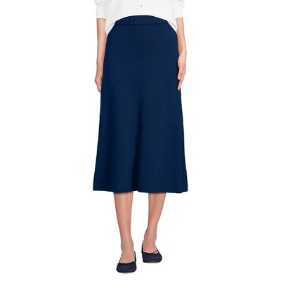 Lands' End Women's Cozy Lofty Fluted Midi Sweater Skirt - Large - Deep ...