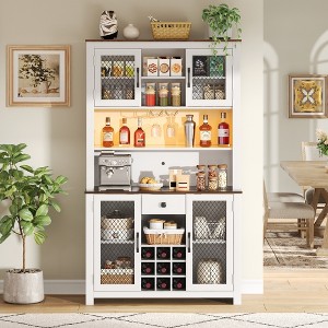 JVNOXK 70.9" Rustic Kitchen Pantry Cabinet, Farmhouse Buffet Sideboard ...
