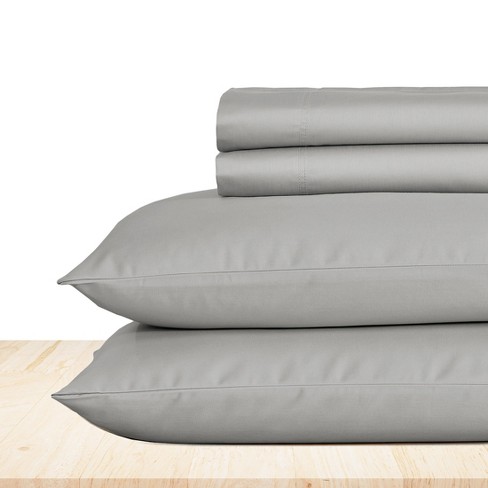 Full Sheets Set, Gots Certified 100% Organic Cotton Percale, Light Gray ...