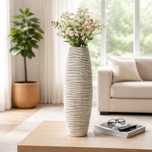 Sagebrook Home Sculptural Ceramic Ribbed Tall Floor Vase for Home Table ...