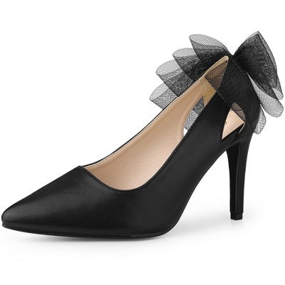 Allegra K Women's Pointed Toe Bow Decor Stiletto Heel Pumps : Target