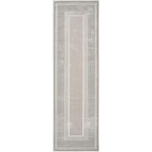 Nourison Glam Modern Bordered Indoor Rug Silver 2'3" X 7'6" : Target