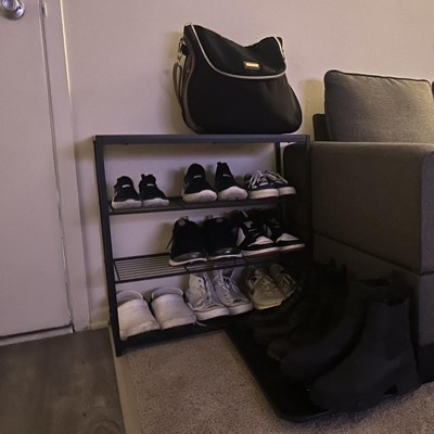 4 Tier Shoe Rack Black Metal With Black Oak Wood - Brightroom™ : Target
