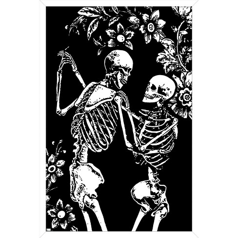 Trends International Skeleton Dance Framed Wall Poster Prints White ...