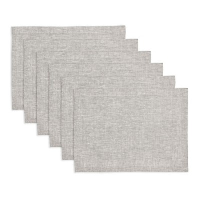 Solino Home Linen Placemats Oyster Grey Set Of 6, 14 X 19 Inches ...