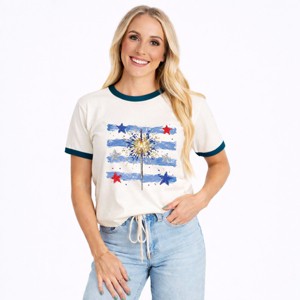 Simply Sage Market - Women's Ringer Graphic T-Shirt - Sparkler Stripes ...
