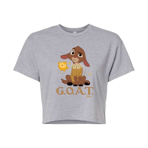 Women's Disney Valentino Goat Cropped Graphic T-shirt - Heather Grey ...