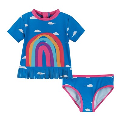 Barbie Little Girls Short Sleeve Rash Guard Swim Shirt & Swim Bikini ...