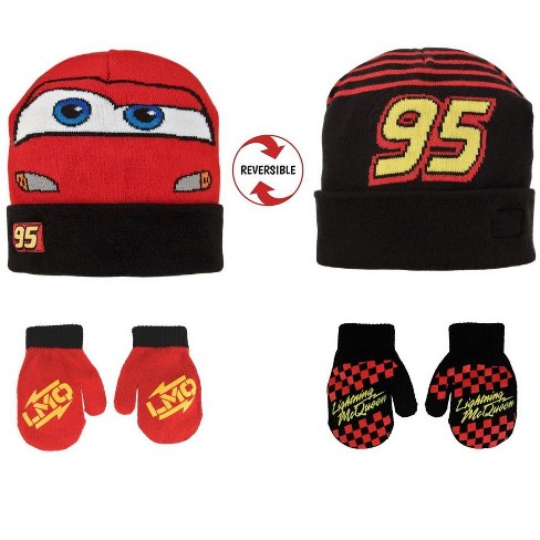 Disney Cars Boys Reversible Winter Hat & 2 Pair Mittens Set, Toddlers ...