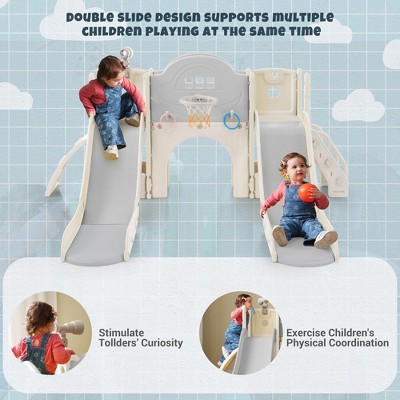 Kids Slide Playset 7 In 1 Freestanding Spaceship Set With Slide, Arch ...