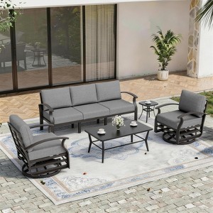 ALAULM 5-Seat Aluminum Patio Furniture Sofa Set, Outdoor Furniture Set ...