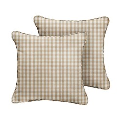 Plaid Outdoor Throw Pillow Beige/white : Target