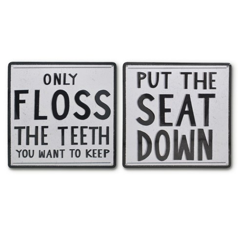 Americanflat Bathroom Signs 2pk - Put Seat Down And Floss Teeth You ...