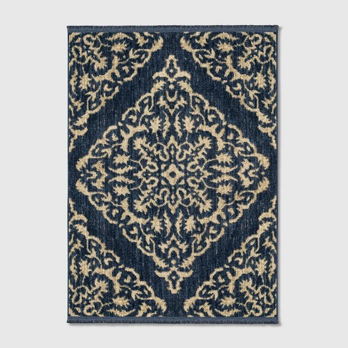 7'x10' Medallion Woven Area Rug Dark Blue - Threshold™ : Target