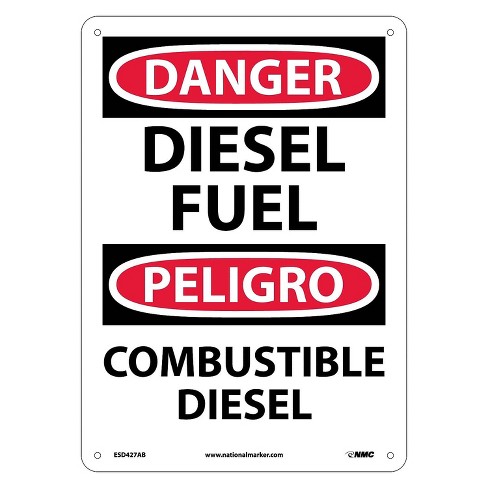 National Marker Diesel Fuel Bilingual 14x10 .040 Aluminum Danger Sign ...