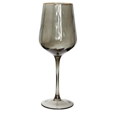 Classic Touch Set Of 6 Smoked Wine Glasses : Target