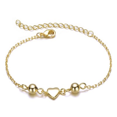 Guili Kids 14k Gold Plated Tiny Heart & Pearl Station Charm Bracelet ...