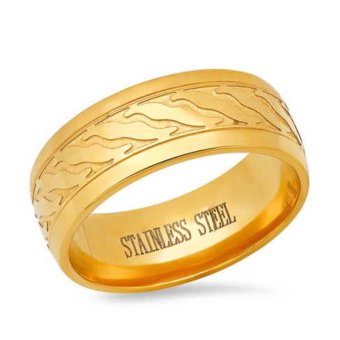 Steeltime Men's 18k Gold Plated Stainless Steel Accented Band Ring : Target