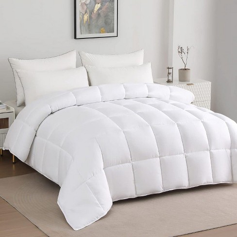 Hyleory Luxury Solid Down Alternative Machine Washable White Comforters ...