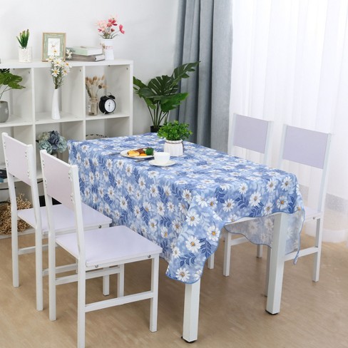 Piccocasa Vinyl Tablecloth Square Table Daisy Pattern Waterproof Blue ...