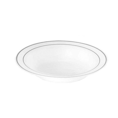 Smarty Had A Party 12 Oz. White With Silver Edge Rim Plastic Soup Bowls ...