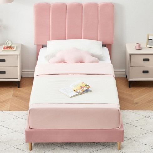 Twin Size Upholstered Platform Bed Frame For Girls : Target