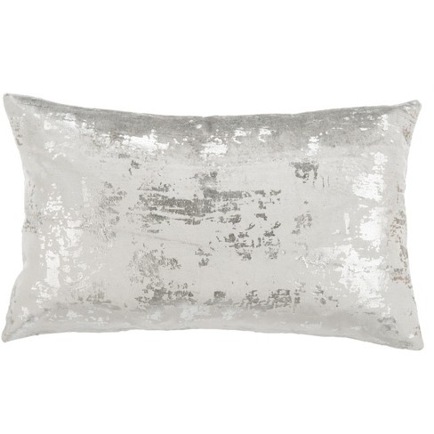 Edmee Metallic Pillow - Light Grey/silver - 12" X 20" - Safavieh : Target